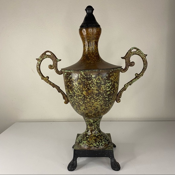 Vintage | Accents | Vintage Metal Rustic Lidded Urn | Poshmark